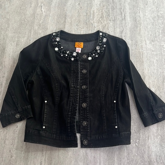 Ruby Rd. | Jackets & Coats | Ruby Rd Petite Black Denim Jacket With ...